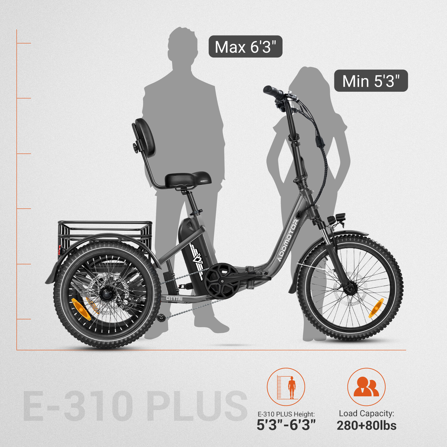 ADDMOTOR CITYTRI E-310 Plus Electric Trike 750W 48V 20Ah Folding 3 ...