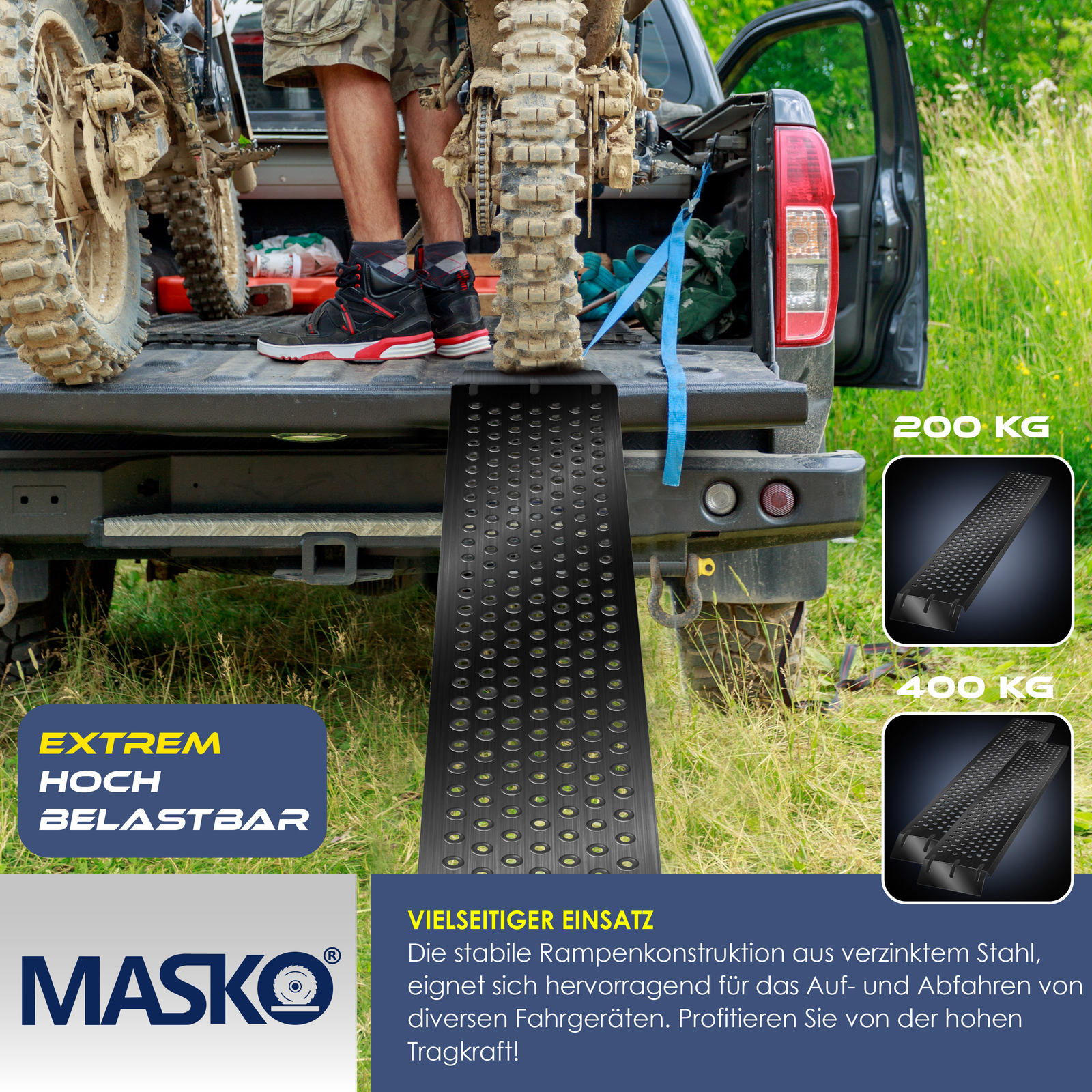 MASKO® 2x Auffahrrampe Verladerampe Verladeschiene Laderampe Motorrad ...