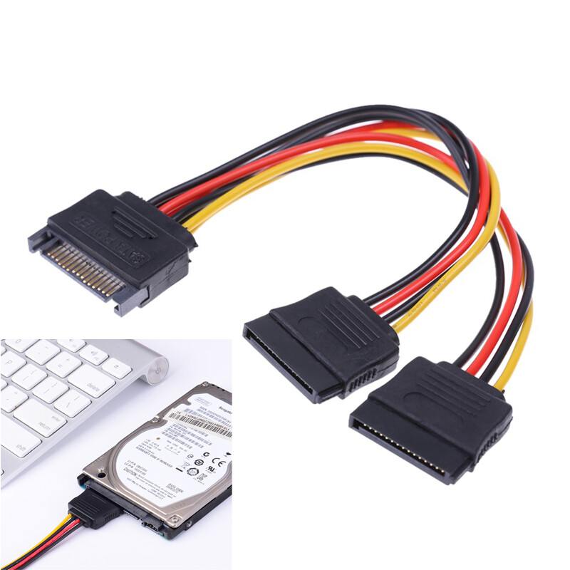 SATA Power Cable 15Pin SATA Y Splitter Adapter 15 Pin Male to Dual ...