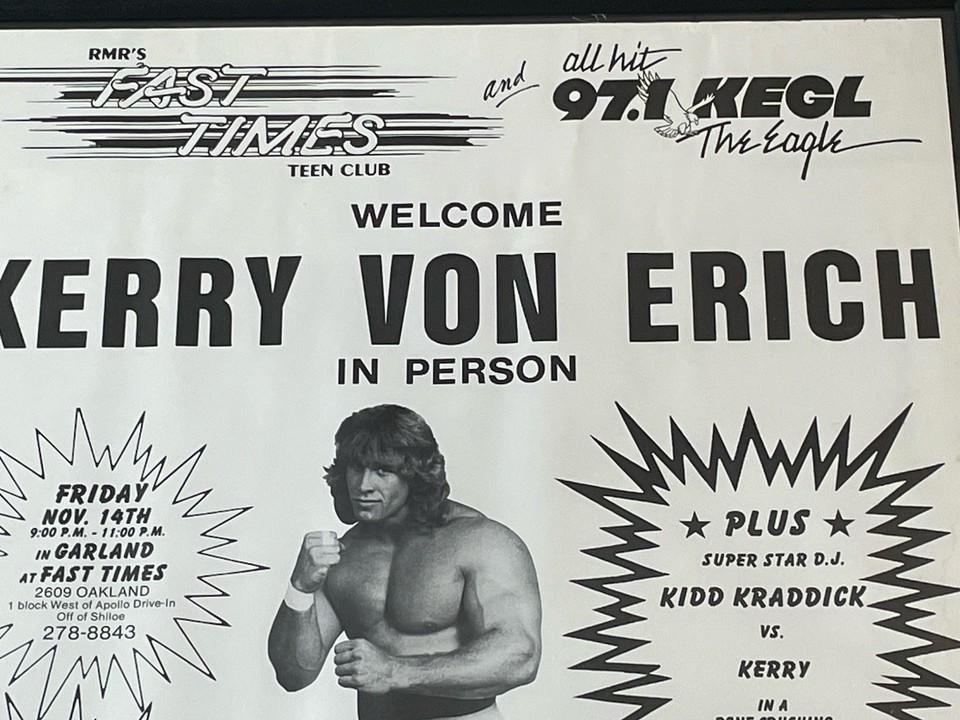 Kerry Von Erich Early Pro Wrestling Original Vintage Promo Poster ...