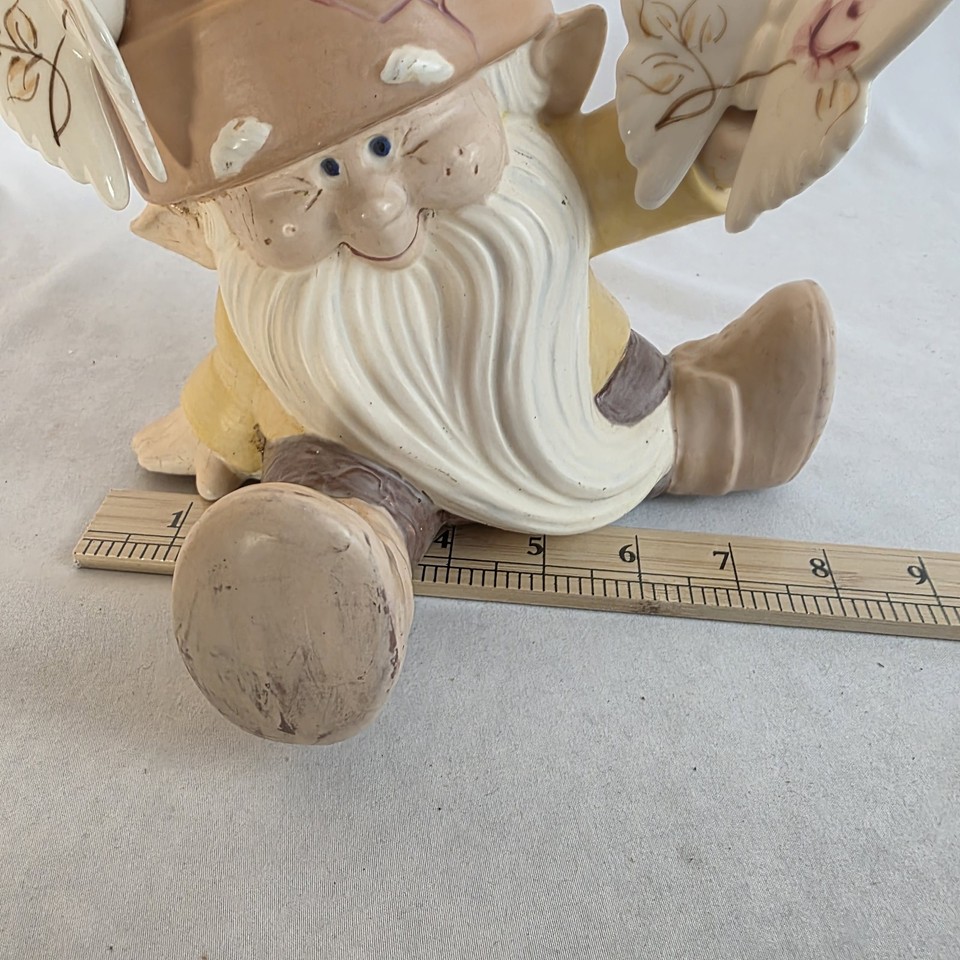 Vintage Dona 1542 Hand Painted Cracked Pot Garden Gnome w/ Homco 70s ...