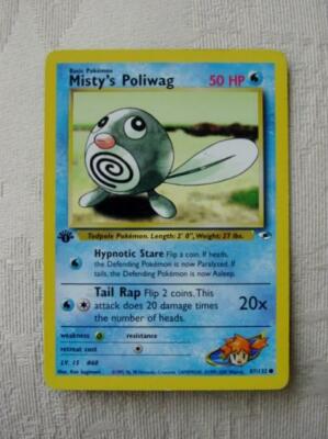 Pokemon Gym Heroes - Misty's Poliwag 87/132 - Rare 1st Edition Pokemon ...