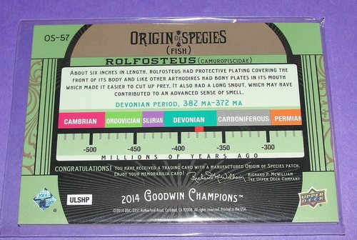 2014 Goodwin Champions - Origin of Species Patch - ROLFOSTEUS #OS57 ...