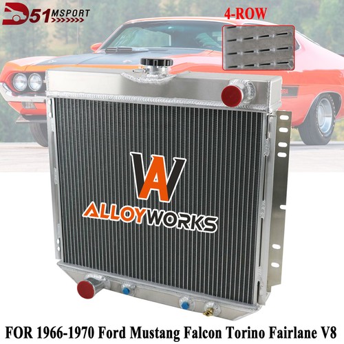 4 Row Core Radiator Fit 1966-1970 1968 69 Ford Mustang Falcon Torino ...
