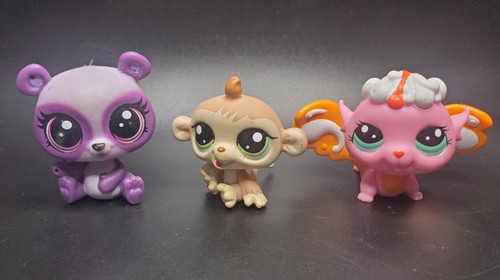 LPS Littlest Pet Shop Lot Of 3 Baby Monkey, Purple Panda & Pink Fairy ...