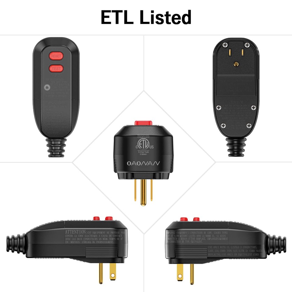 GFCI Replacement Plug Assembly Auto Reset 15 Amp 3 Prongs, 5 Years ...