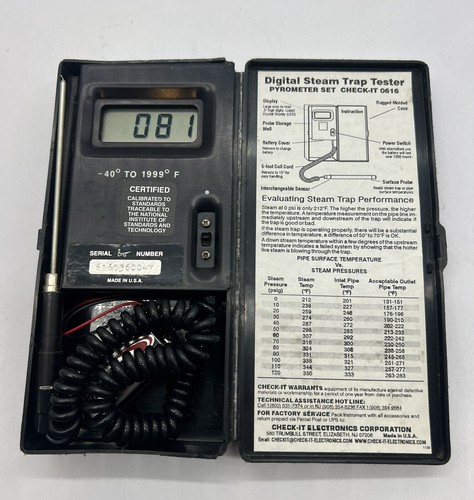 Digital Steam Trap Tester Pyrometer Set CHECK-IT 0616 Great Working ...