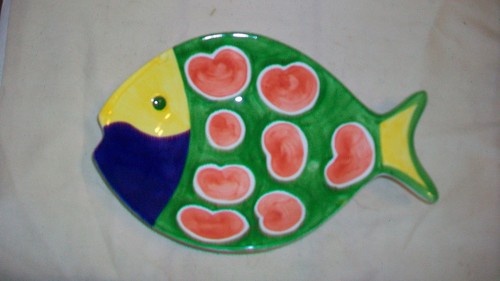 Ceramic Multicolored Fish Plate by WCL, Blue, Green, Yellow and Red | eBay