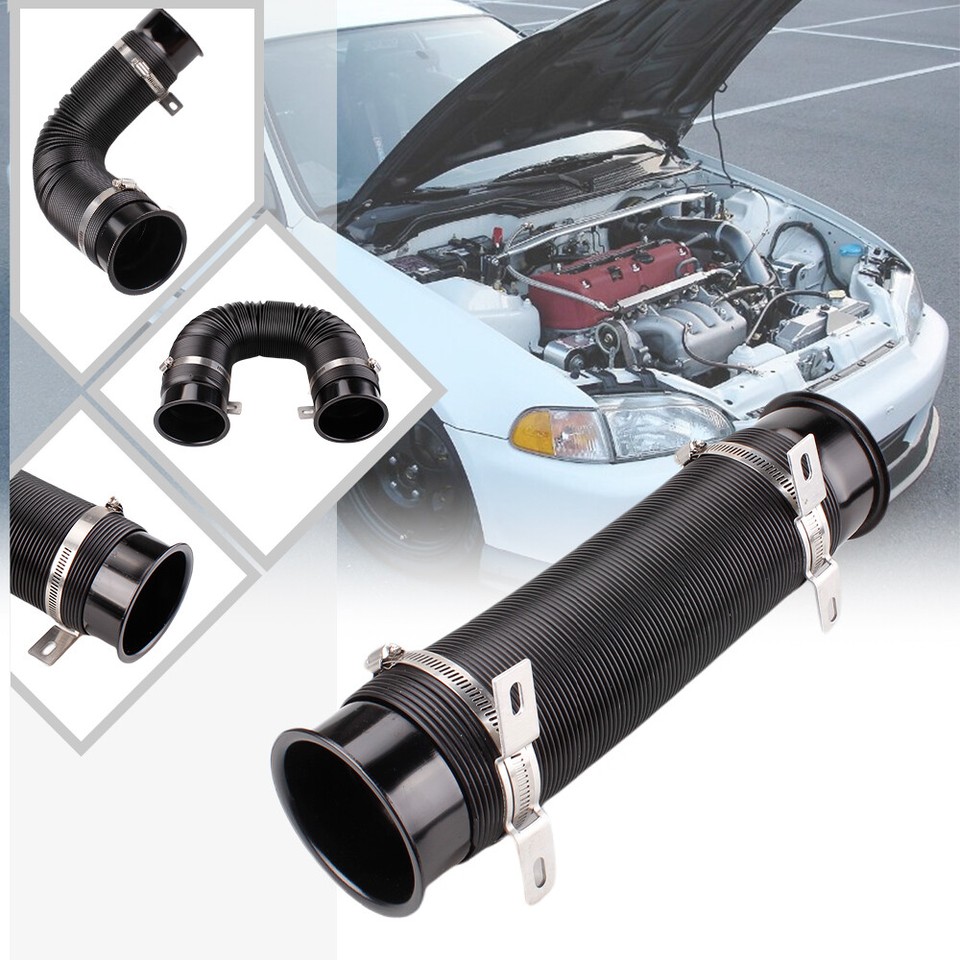 Universal 3'' Flexible Car Cold Air Intake Hose Filter Pipe Telescopic ...