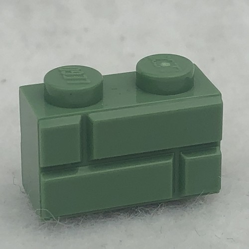 LEGO 98283 Sand Green Brick, Modified 1 x 2 with Masonry Profile (x1 ...