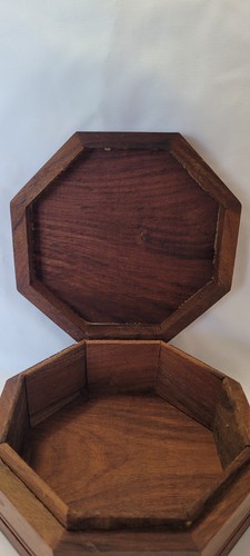VTG Hinged Octagonal Wood Trinket Jewelry Box with Hand Carving | eBay