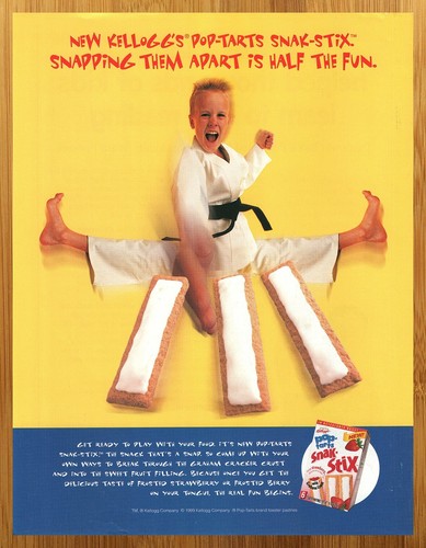 1999 Pop-Tarts Snak-Stix Vintage Print Ad/Poster Karate 90s Kids Snack ...