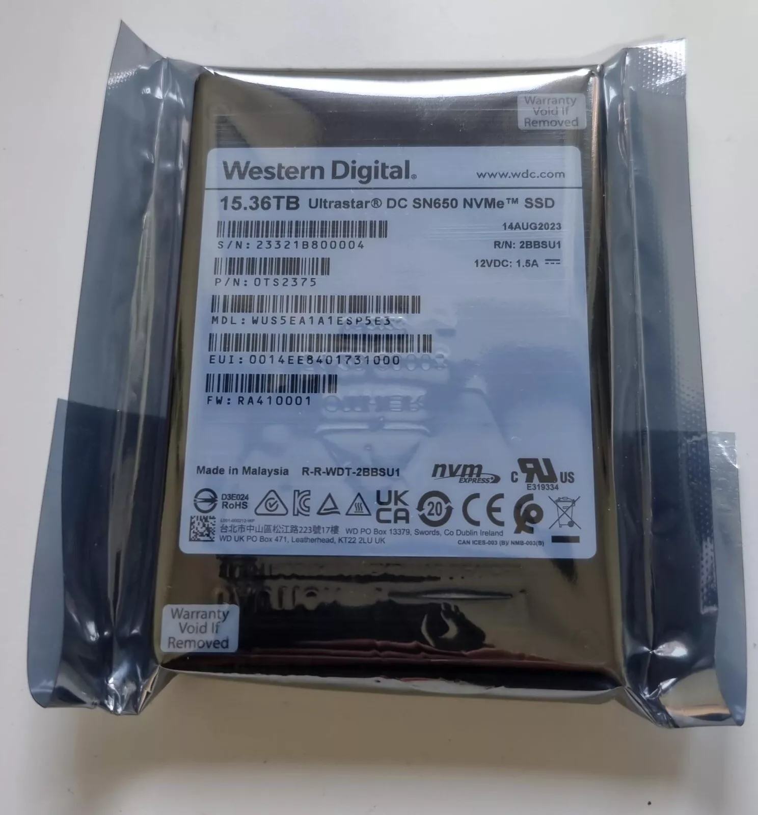 Western Digital Ultrastar SN650 NVMe 15.36TB WUS5BA1A1ESP5E1 WD U.3 ...
