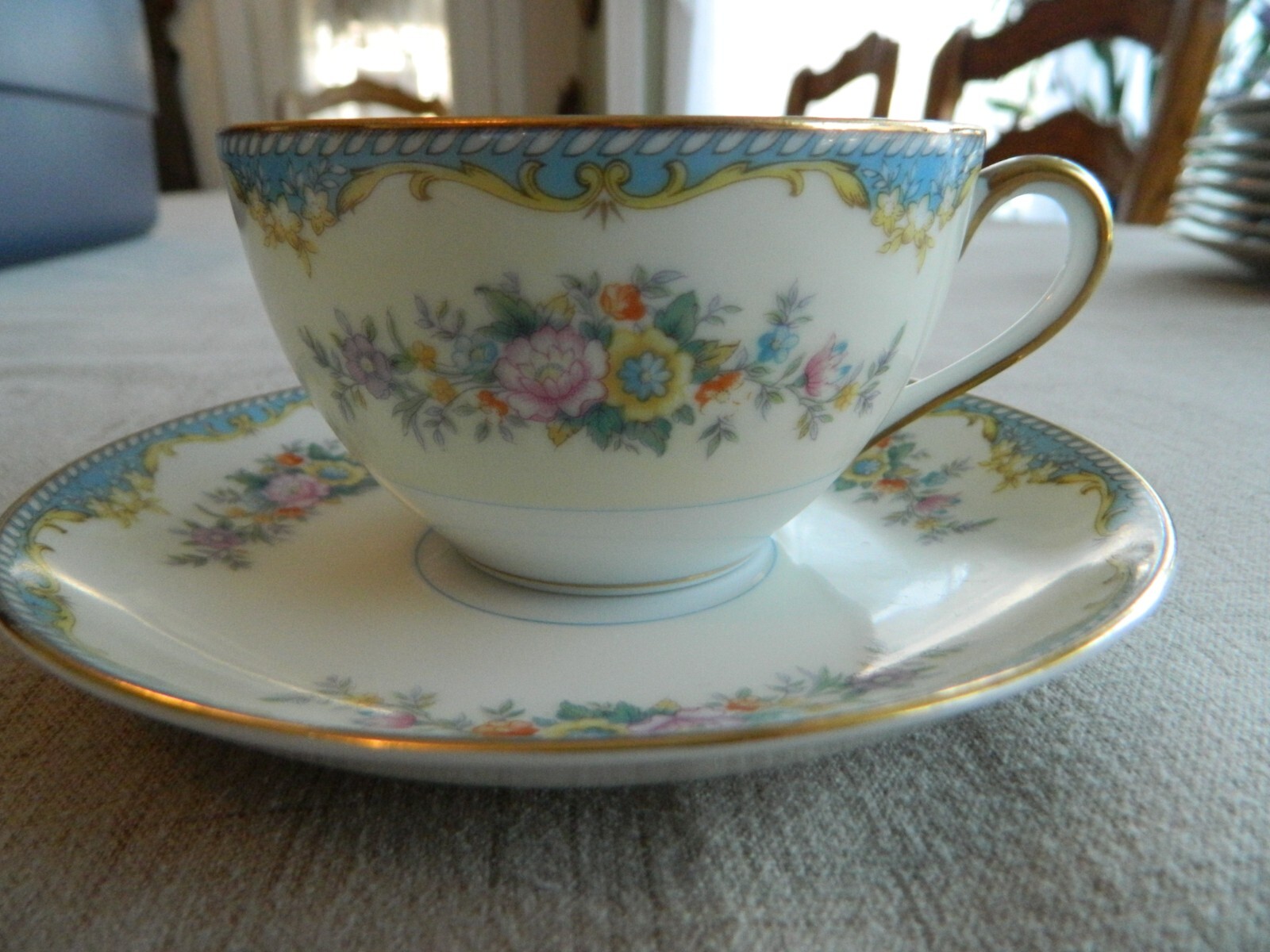 Noritake China "Ivanhoe" Yellow Morimura Stamp (1) Teacup & Saucer #1 6 ...