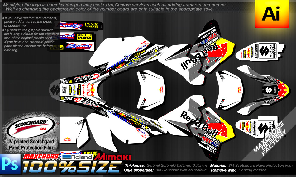 SUZUKI DRZ400S DRZ400SM DRZ400E MAXCROSS GRAPHICS FULL KIT DECALS ...
