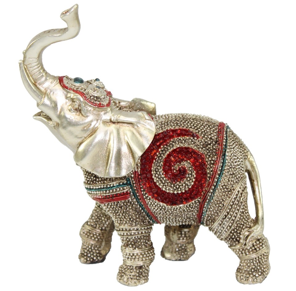 Feng Shui Pair of 5" Elegant Elephants Statue Lucky Figurine Gift Home ...