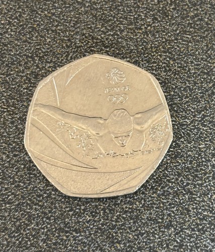 Rare collectors 50p coin 2016 Rio Olympic Games Aquatics Swimmer ...