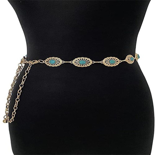 Jeans Dresses Adjustable Metal Turquoise Chain Belt Waistband Waist ...