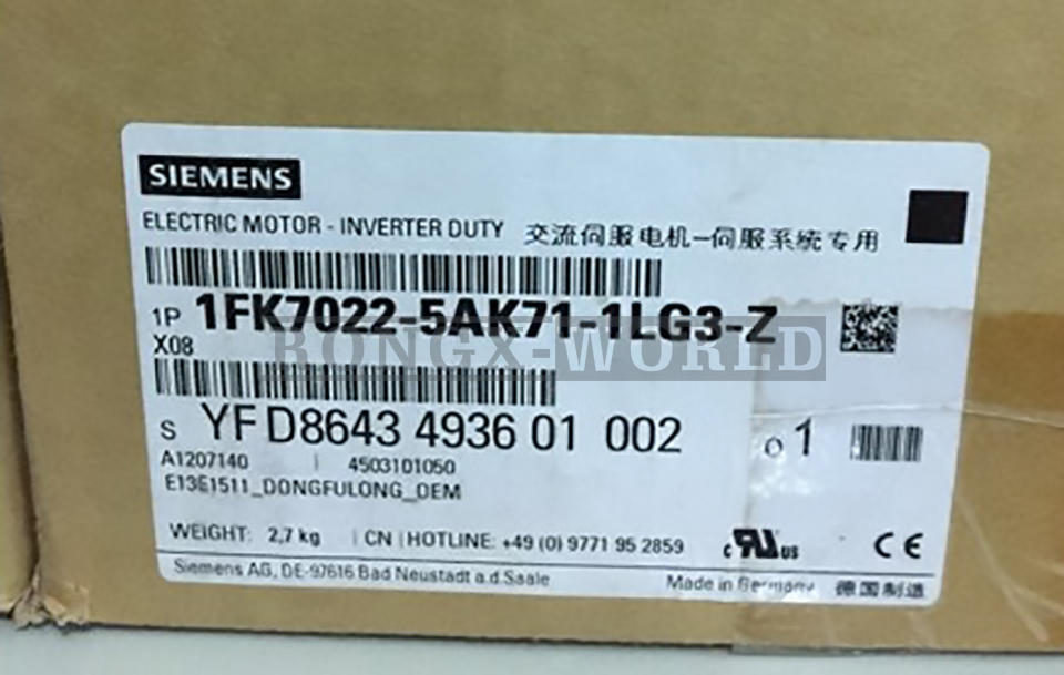 1PC SIEMENS Servo Motor 1FK7022-5AK71-1LG3-Z Z=X08 NEW | eBay