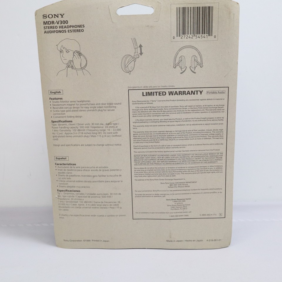 New Sony 3-241-879-11 MDR-V300 Ear Cup Headphones Made in Japan MDR ...