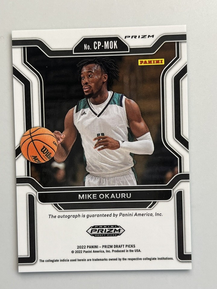 2022 Panini Prizm Draft Picks Green Penmanship Mike Okauru Auto UNC ...