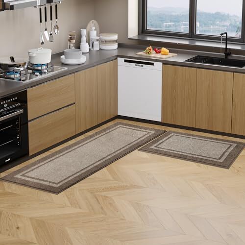 Kitchen Rugs Non-Slip Machine Washable Kitchen 24" x 36" Beige ...