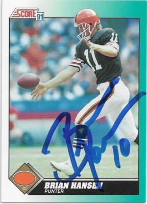 BRIAN HANSEN Autographed Signed 1991 Score card #40T Cleveland Browns ...