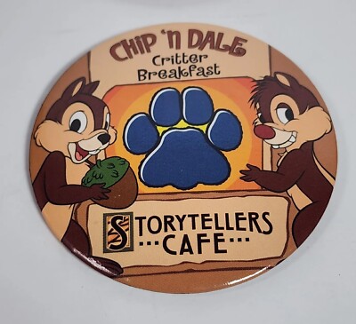 Chip 'N Dale Pin Critter Breakfast Large 3" Button Disneyland's ...