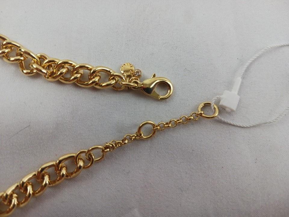 ANN TAYLOR Gold Tone Chain Link With Beads Fashion Statement Necklace ...