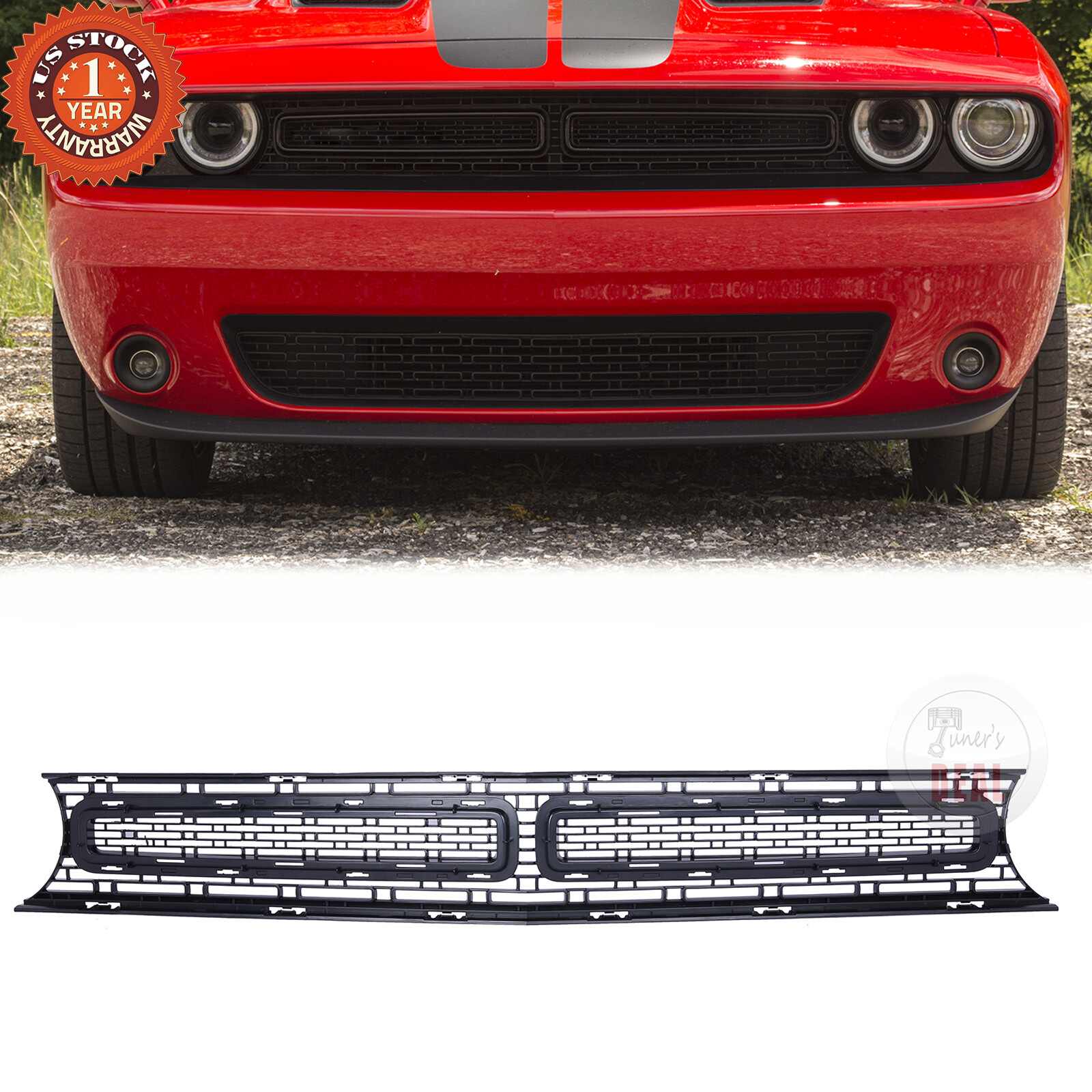 Front Bumper Upper Grille Black For 2015-2022 Dodge Challenger ...