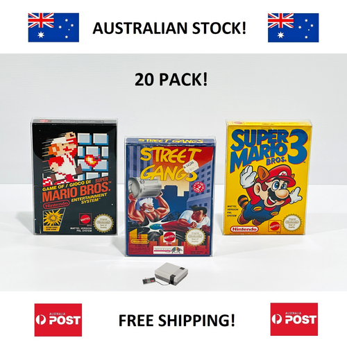 20 x NES Nintendo Thick Game Box Protectors Clear Case Cover 0.4 mm ...
