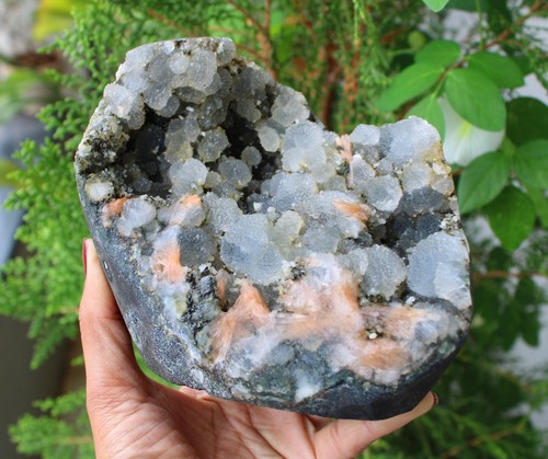 Chalcedony Coral w/ Stilbite In Geode Minerals Specimen India #M92 | eBay