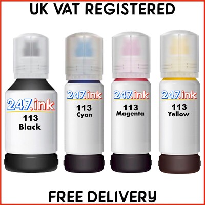 113 Ink Bottles for Epson EcoTank ET16600 ET16650 (Set of 4) non-oem ...