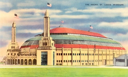 St Louis Arena Missouri c1935 Linen Postcard Exterior View Demolished ...