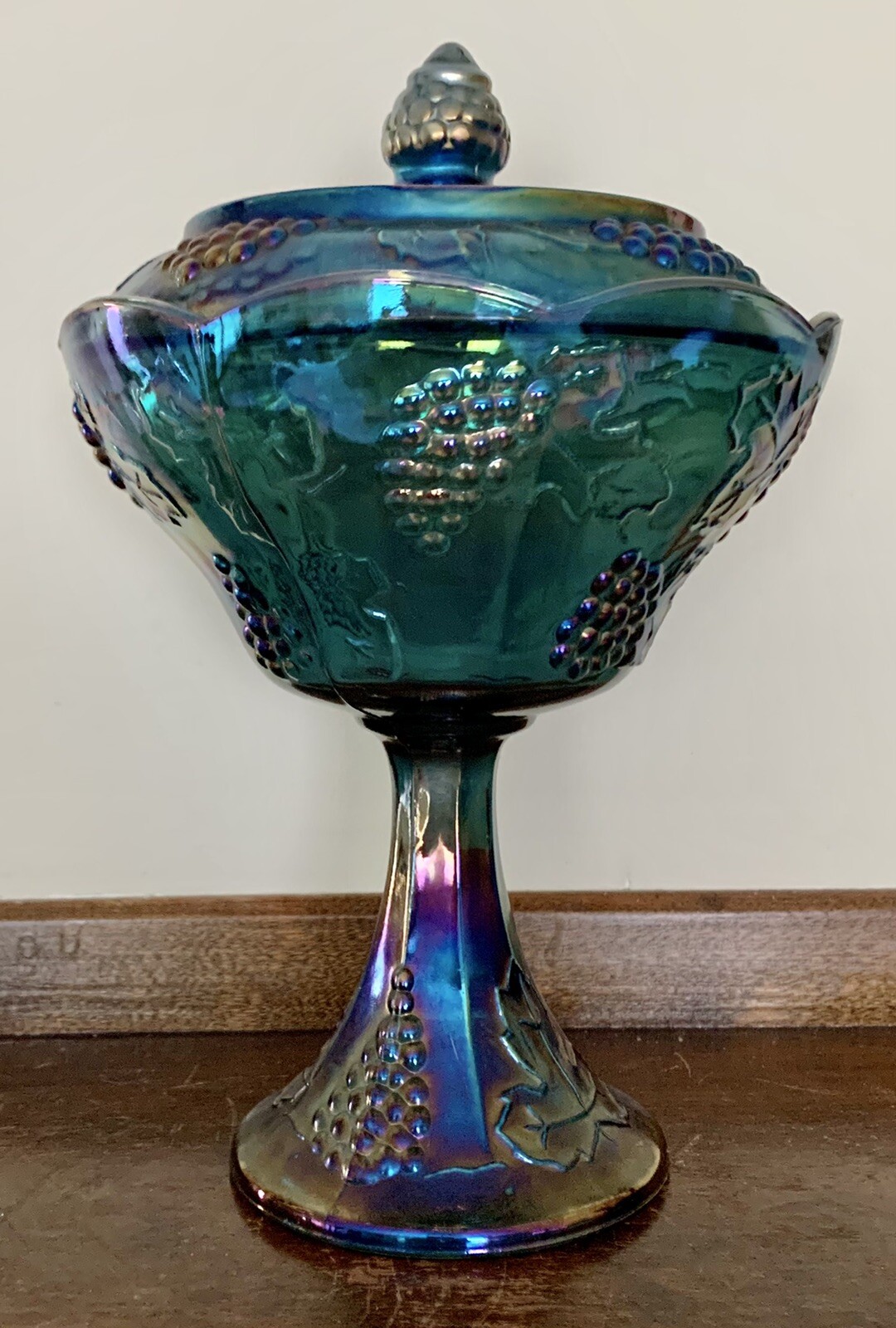 Carnival Glass Candy Dish With Lid