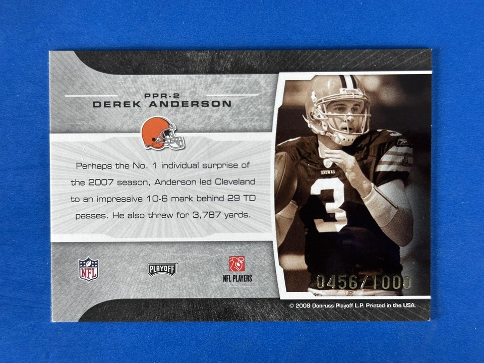 2008 Prestige Prestigious Pros Blue #PPR-2 Derek Anderson Browns #/1000 ...