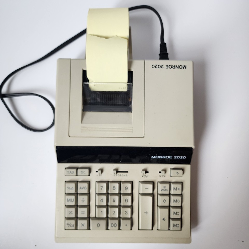 Vintage Monroe 2020 Adding Machine Electronic Printing Calculator Works ...