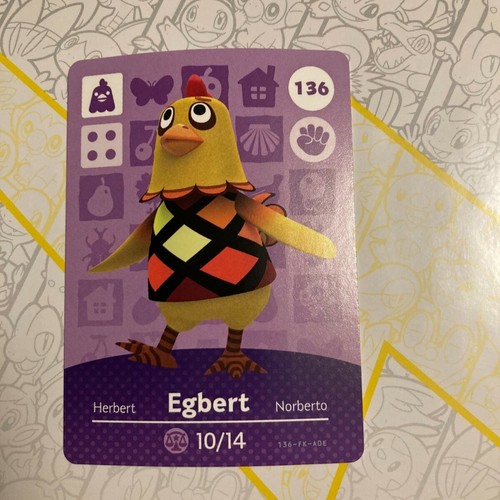 Animal Crossing Amiibo Card Egbert #136 AUTHENTIC Series 2 MINT NEVER ...