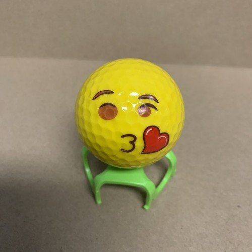 Emoji Smiley Smiling Face Whistling Heart Love Yellow Golf Ball | eBay