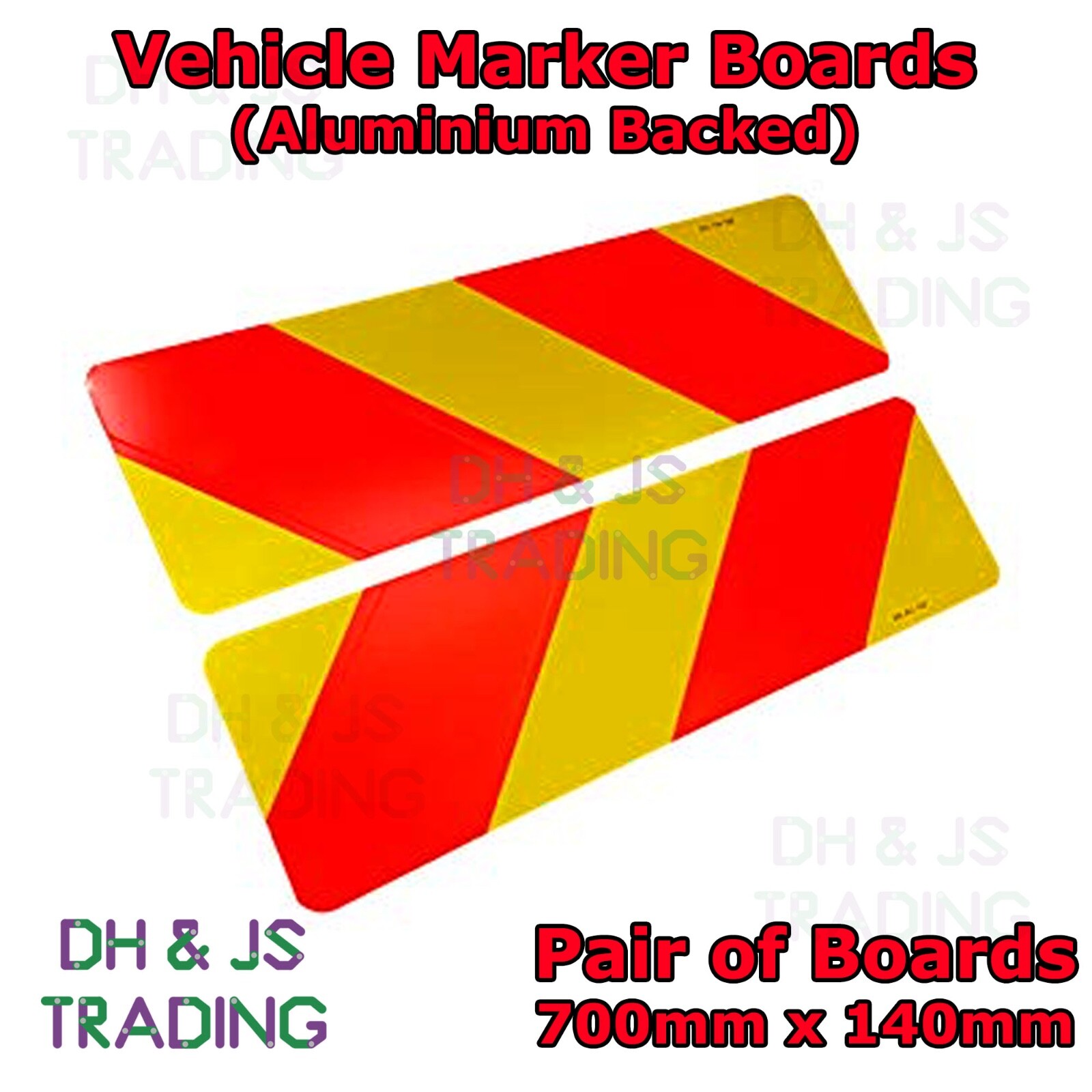 2x Universal Rear Marker Board Type 2/3 Pair Aluminium Backed 700mm x ...