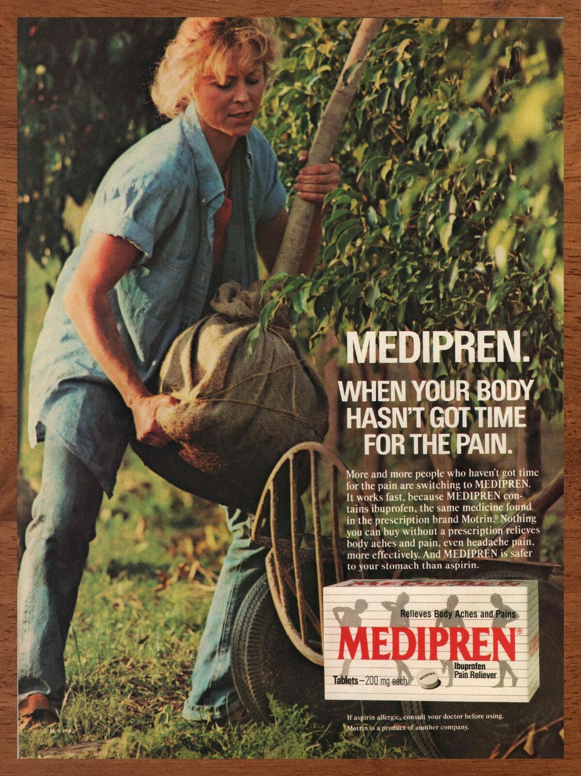 1987 Medipren Pain Reliever Vintage Print Ad/Poster Retro 80s Garden ...