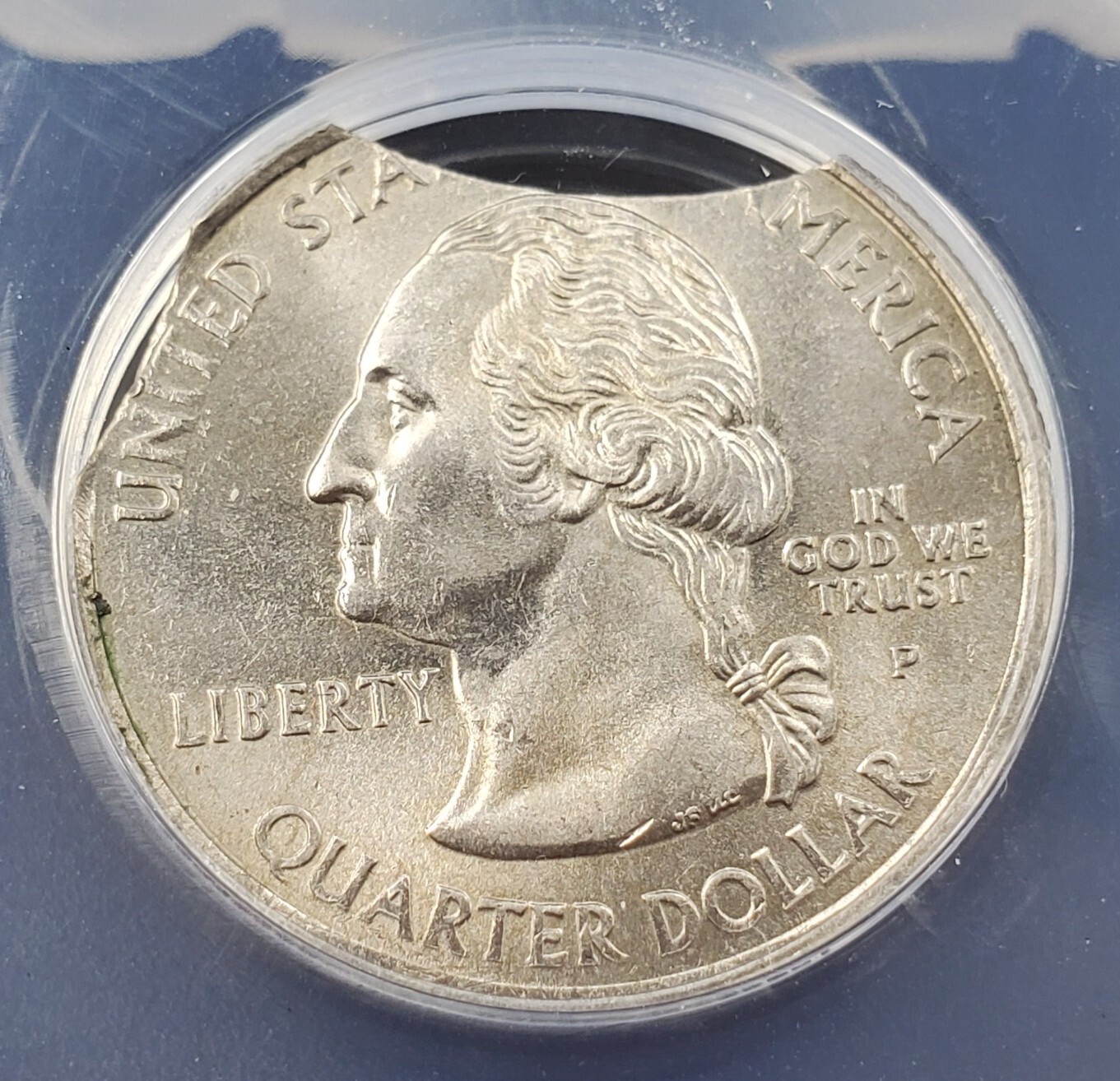 2005 P 25c OREGON Quarters ANACS MS62 DBL CURVED CLIP Weight 5.03 Grams ...