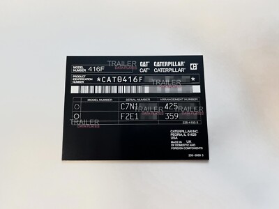 CATERPILLAR CAT Data Plate Anodized Aluminum ID Tag USA Custom BACKHOE ...