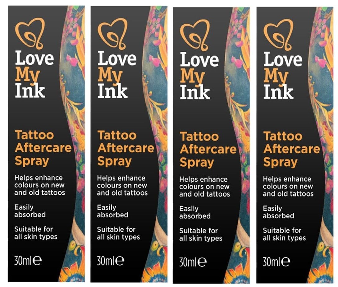 Love My Ink Tattoo Aftercare Spray (4 x 30ml) Maintaining and Enhancing ...
