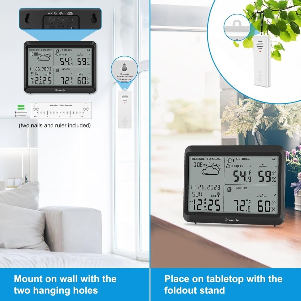 Weather Station Wireless With Digital Atomic Clock, Indoor Outdoor ...