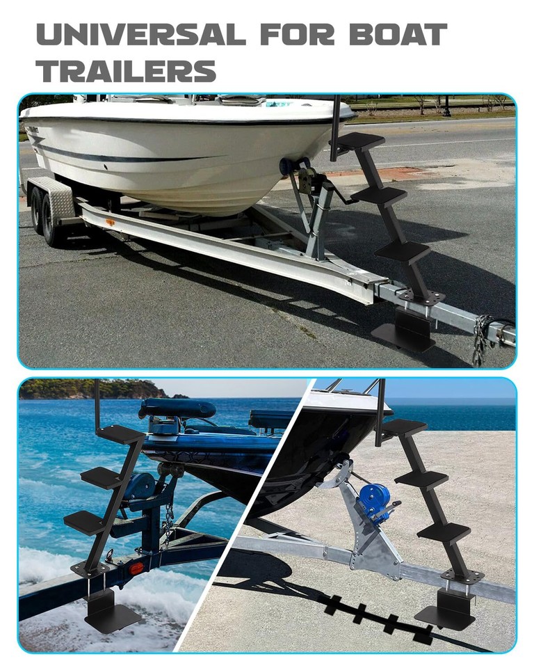 3-Step Boat Trailer Steps,Heavy Duty Boat Steps with Handle Non Slip ...