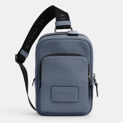 NWT! Coach Track Pack 14 In Light Mist Calf Leather Authentic Crossbody ...