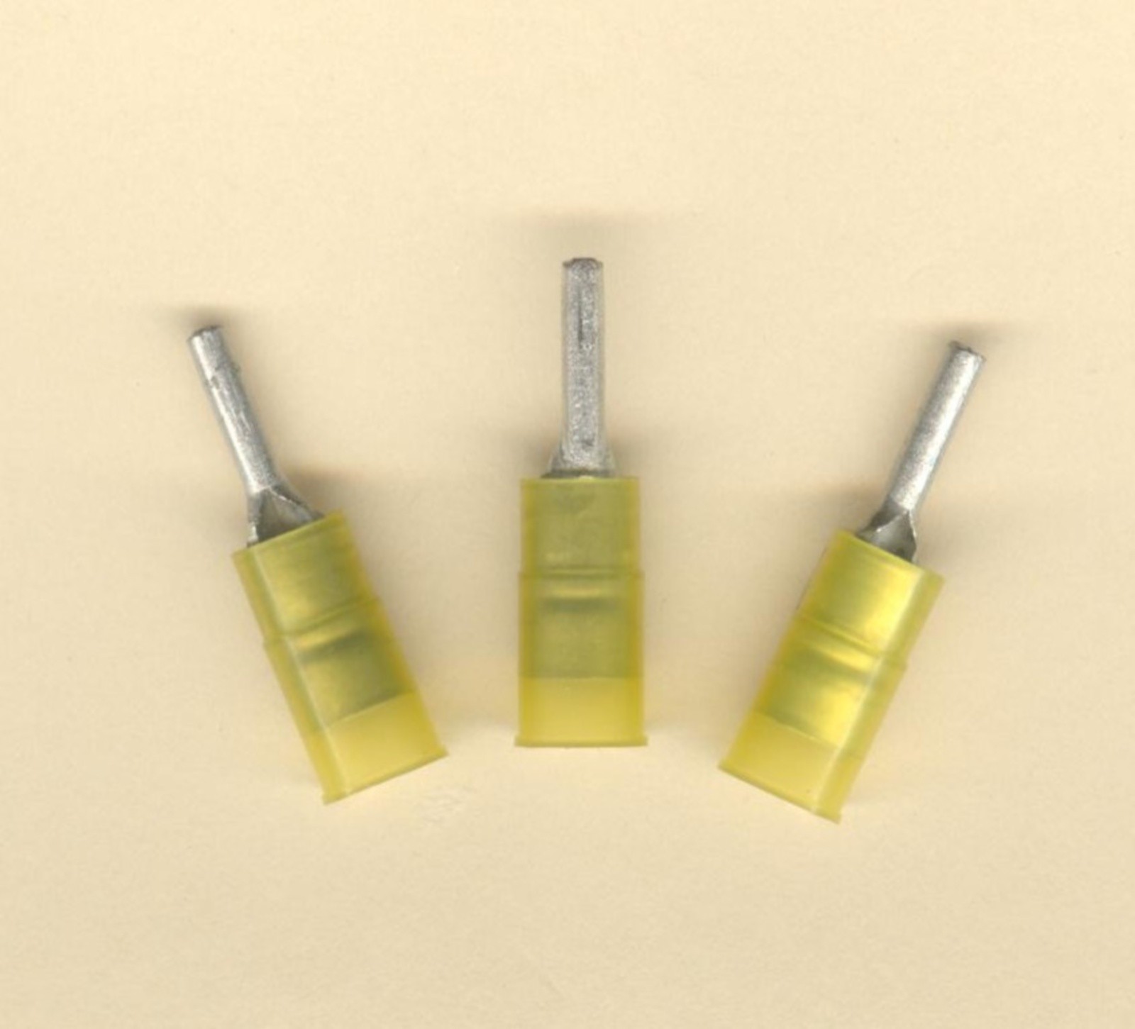 25 Yellow NYLON Insulated Wire Pin Terminal Connectors #12-10 Wire ...