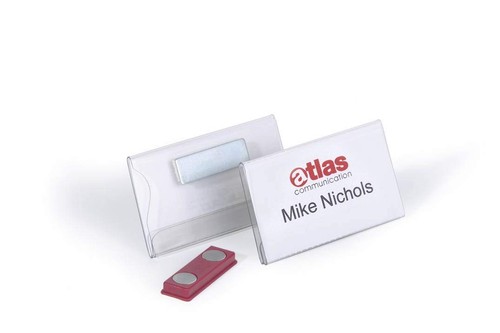 Durable Name Badge 40 x 75 mm with Magnet Transparent Pack of 25 Badges ...