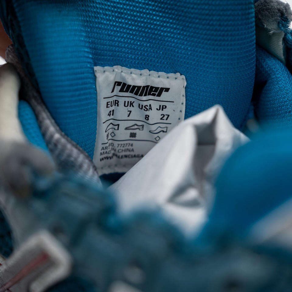 size 41eu 8 US Balenciaga Runner Blue Silver Sneakers White Red | eBay